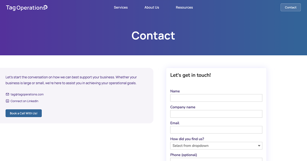Contact | Tag Operations — Let's Support Your Business Growth